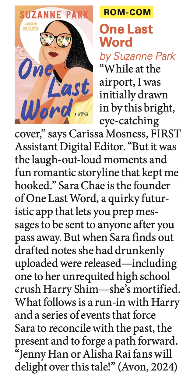 Book Review – ‘One Last Word’ by Suzanne Park – Carissa Mosness